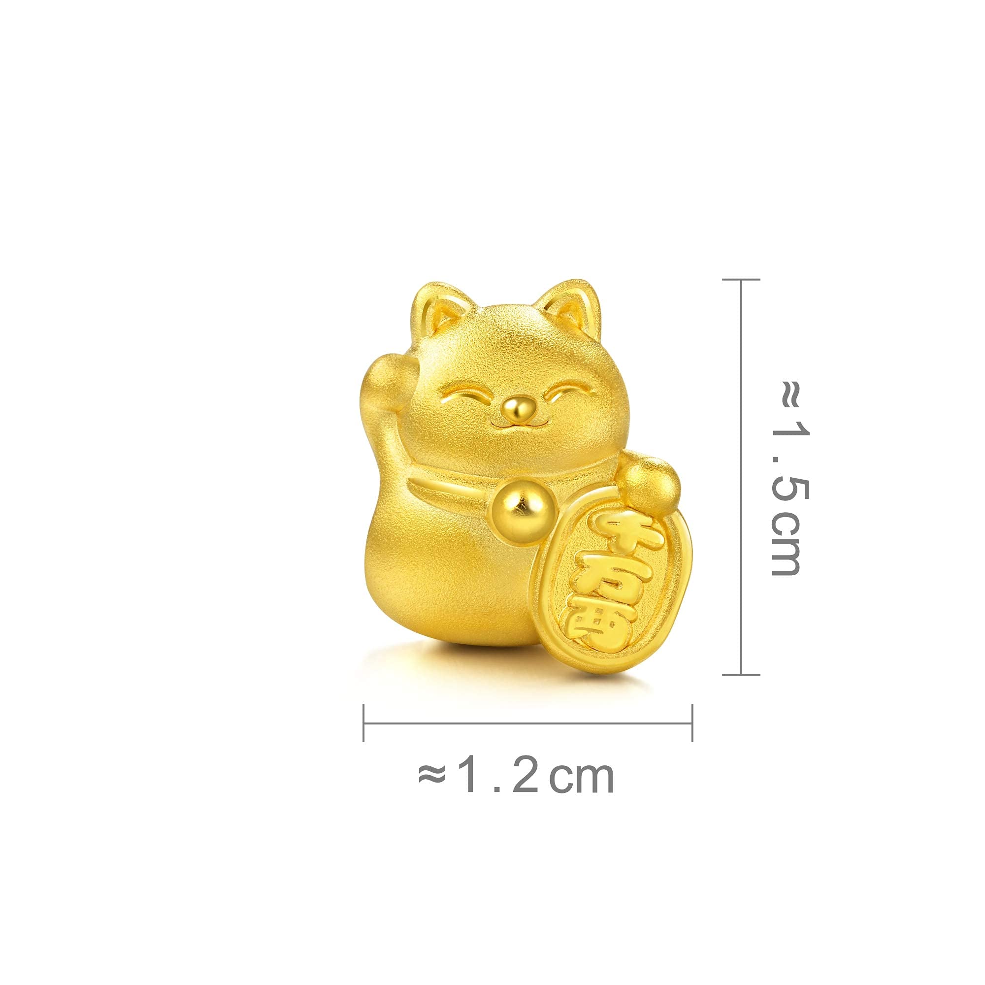 CHOW SANG SANG 999 24K Solid Gold Maneki Neko Lucky Cat Charm Bracelet for Women 89164C (Maneki Neko Lucky Cat, 6.6 Inches, (17 CM))