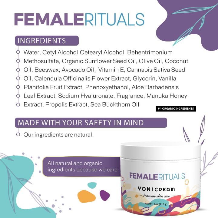 FEMALE RITUALS Vulva Moisturizing Cream - Clinically Tested Vaginal Moisturizer Cream for Dryness, Itching, Burning & Odor, Intimate Skin Care