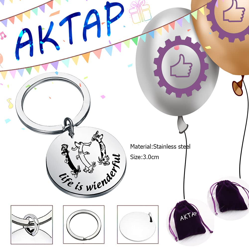 AKTAP Dachshund Keychain Dog Owner Jewelry Wiener Dog Mom Dad Gift Life Is Wienderful Key Ring