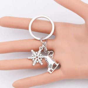 AKTAP Ice Skate Pendant Keychain Sport Skater Jewelry Snowflake Gift for Skate Lovers (Ice Skate Keychain)