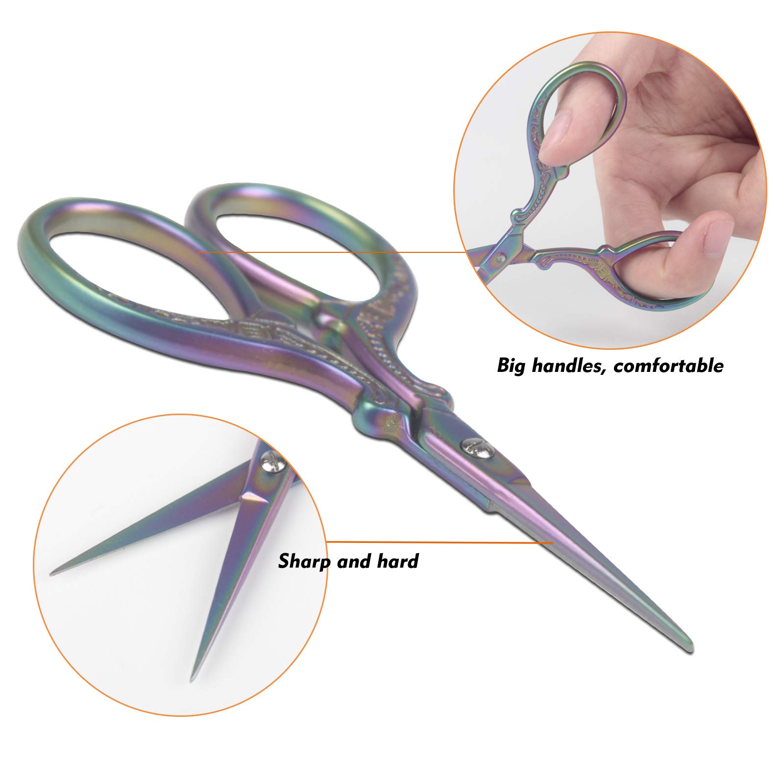 Hisuper Cute 3.6inch Embroidery Scissors Crafting Sewing Threading Needlework Scissors with Leather Scissors Cover for Sewing Handicrafts Tool Craft Art Work and Everyday Use