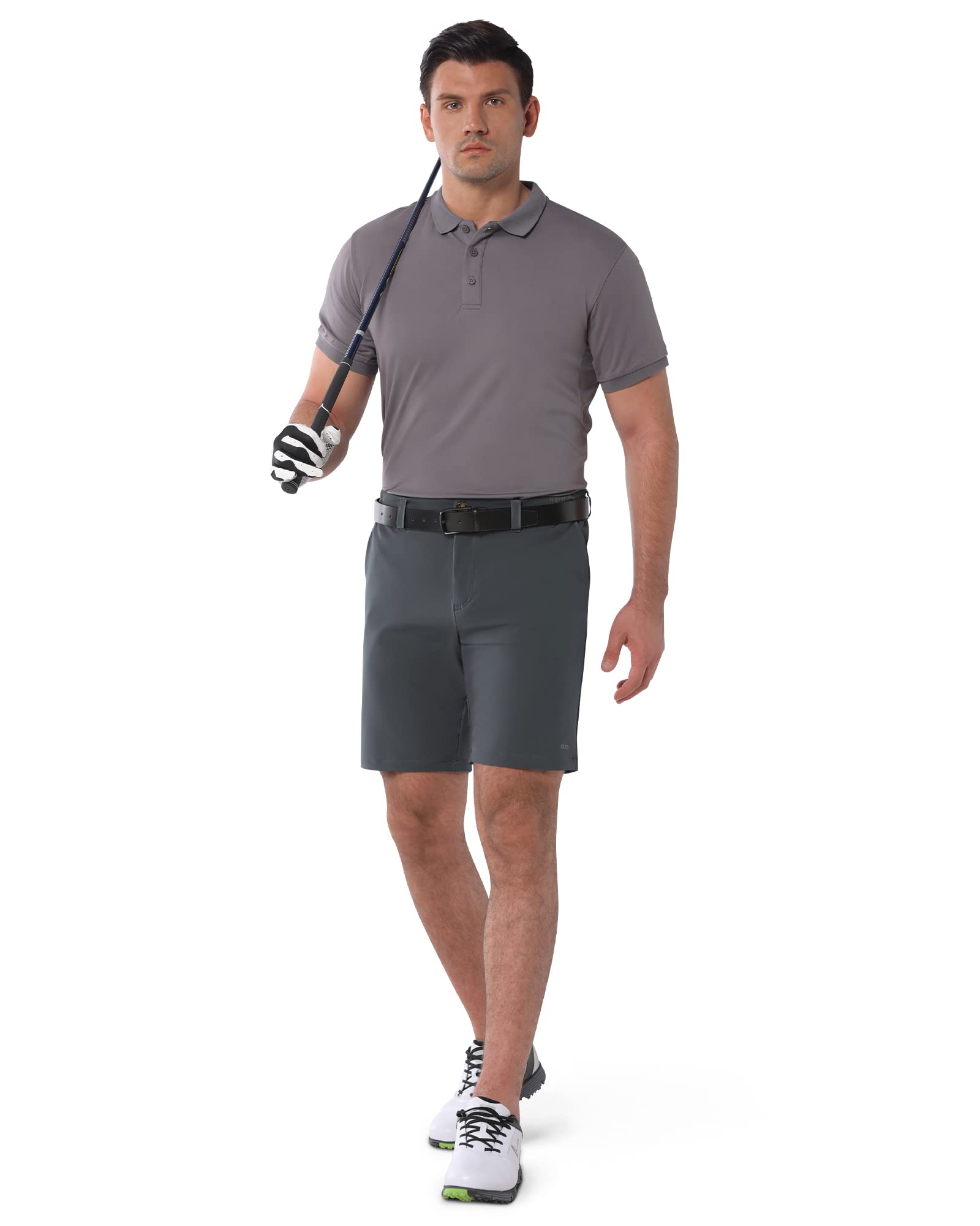 33,000ft Men's Golf Shorts 9" Dry Fit Stretch Golf Short UPF 50+ Lightweight Flat Front Golf Shorts with Pockets Grey