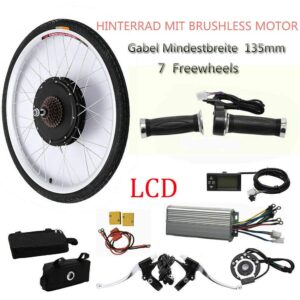 26" Electric Bicycle Rear Wheel E-Bike Conversion Kit 48V 1000W Bicycle Cycle E-Bike Powerful Hub Motor Kit LCD with Intelligent Controller and PAS System for Road Bike (26'' 48V 1000W with LCD)