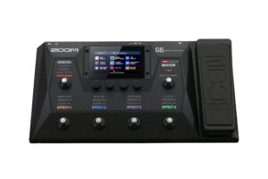 zoom g6 guitar multi-effects processor with expression pedal, touchscreen interface, 100+ built in effects, amp modeling, ir’s, looper, & audio interface for direct recording to computer