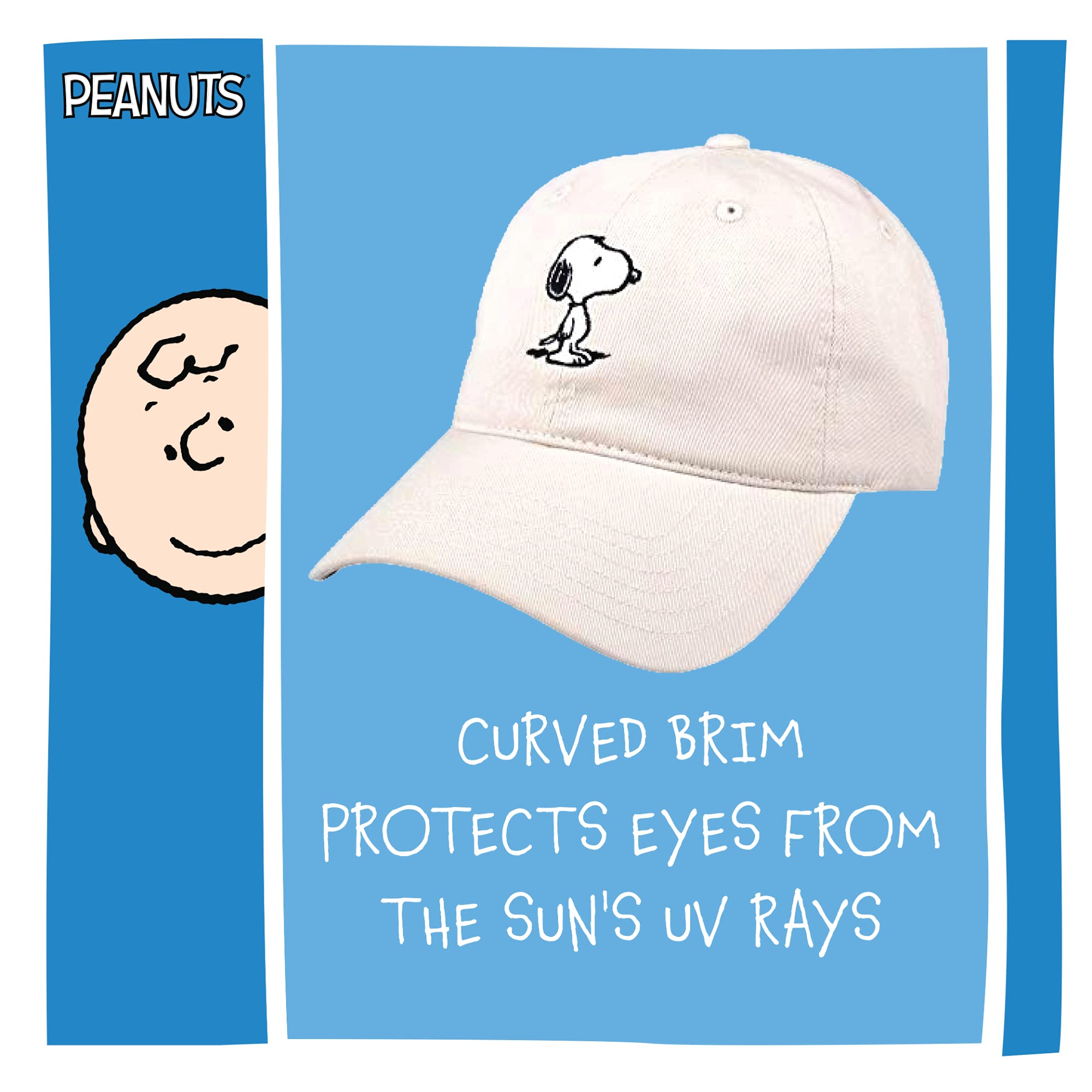 Peanuts Snoopy Dad Hat, Adjustable Baseball Cap, Tan, One Size