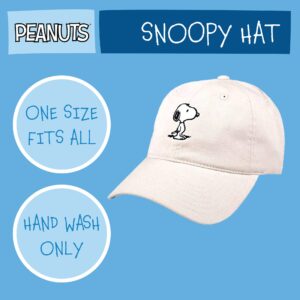 Peanuts Snoopy Dad Hat, Adjustable Baseball Cap, Tan, One Size