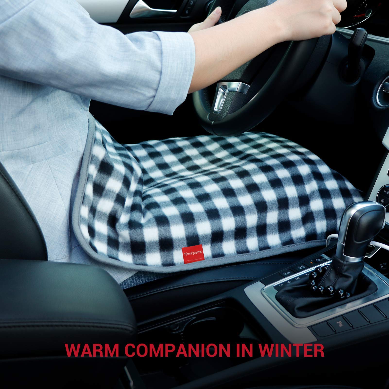 Comfytemp Mini Car Electric Blanket, 20 x 24inch 12V 24V Electric Travel Throw with 4 Heat Levels, 5 Auto-Off & Stay on, Memory Function for Cars, Trucks and RV, Winter Travel - Machine Washable