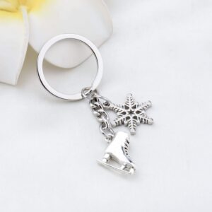 AKTAP Ice Skate Pendant Keychain Sport Skater Jewelry Snowflake Gift for Skate Lovers (Ice Skate Keychain)