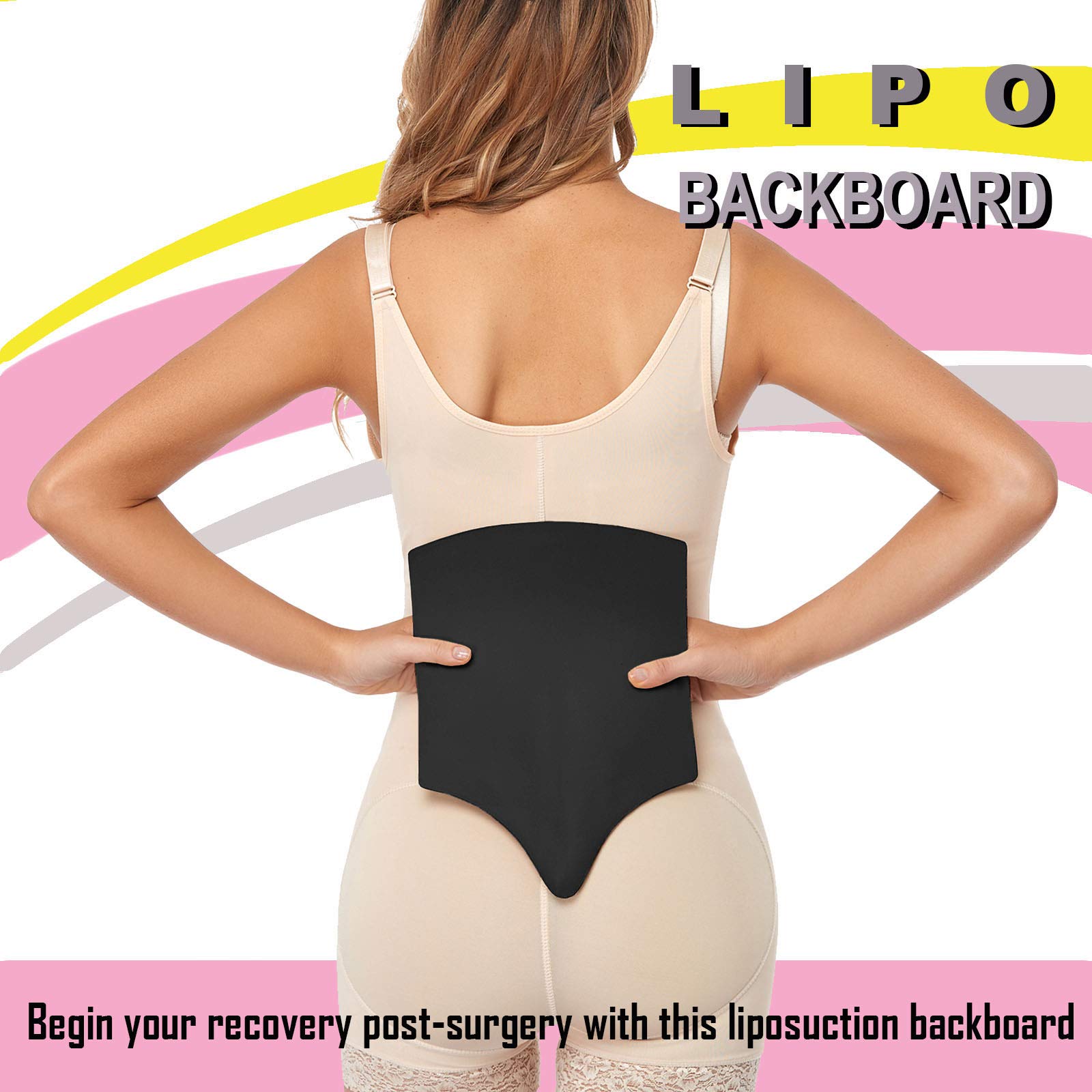 Lipo Foam Back Board Post Surgery Liposuction Surgery Board Lipo Backboard Lipo Back Compression Board Liposuction & BBL Tabla Moldeadora de Espalda Post Cirugia, Black