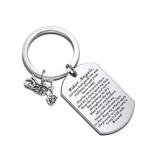 wsnang biker gift motorcycle gift biker angels let your halo guide the way and keep me safe from harm biker prayer keychain (biker angels dt)