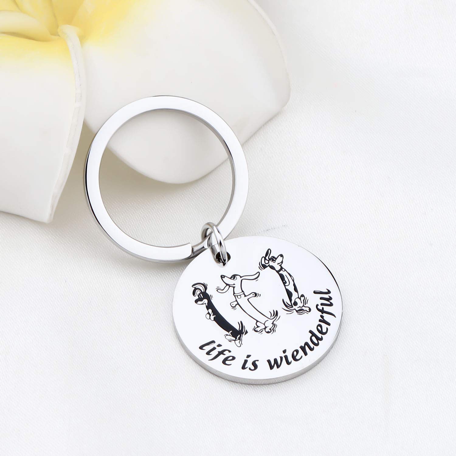 AKTAP Dachshund Keychain Dog Owner Jewelry Wiener Dog Mom Dad Gift Life Is Wienderful Key Ring