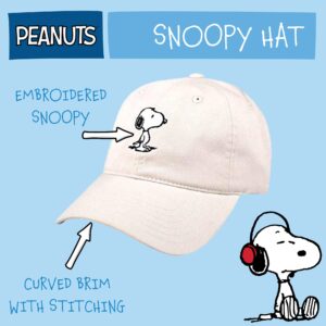 Peanuts Snoopy Dad Hat, Adjustable Baseball Cap, Tan, One Size