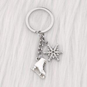 AKTAP Ice Skate Pendant Keychain Sport Skater Jewelry Snowflake Gift for Skate Lovers (Ice Skate Keychain)