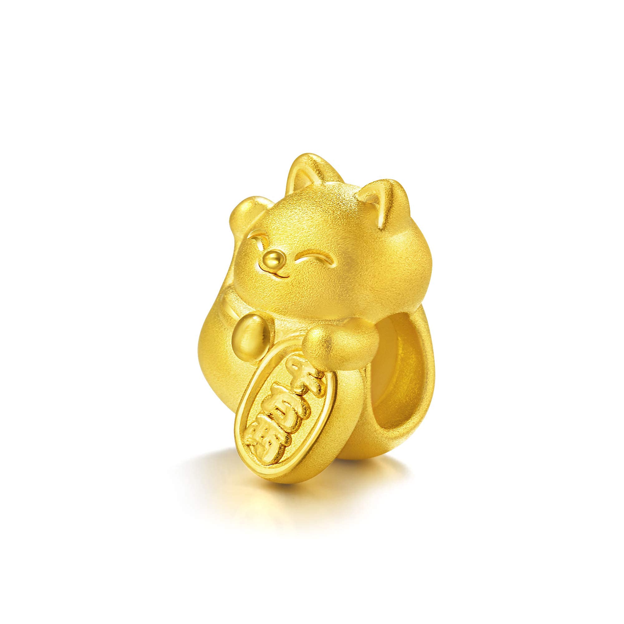 CHOW SANG SANG 999 24K Solid Gold Maneki Neko Lucky Cat Charm Bracelet for Women 89164C (Maneki Neko Lucky Cat, 6.6 Inches, (17 CM))