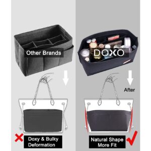 Doxo Felt Organizer Insert Handbag&Tote Purse Organizer Insert Large with Zipper Bag in Bag Fits for Speedy and Neverfull Saint Louis PM & Base Shaper 2pc Set(Large-Black-Combination)