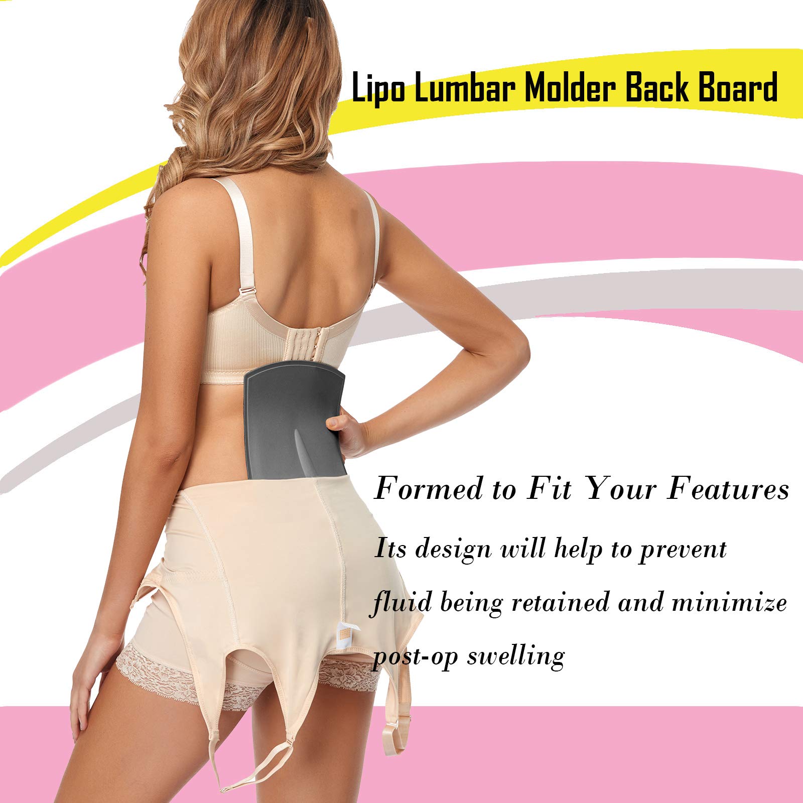 Lipo Foam Back Board Post Surgery Liposuction Surgery Board Lipo Backboard Lipo Back Compression Board Liposuction & BBL Tabla Moldeadora de Espalda Post Cirugia, Black