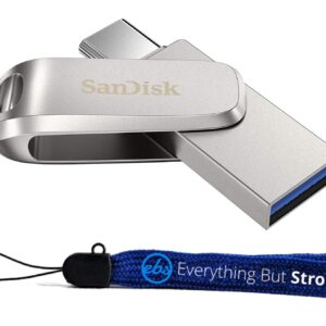 SanDisk Ultra Dual Drive Luxe USB Type-C 1TB Flash Drive for Smartphones, Tablets, and Computers - High Speed USB 3.1 Pen Drive (SDDDC4-1T00-G46) Bundle with (1) Everything But Stromboli Lanyard