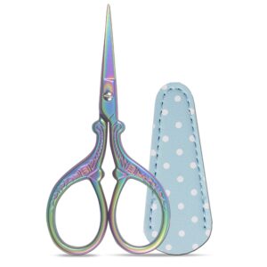 hisuper cute 3.6inch embroidery scissors crafting sewing threading needlework scissors with leather scissors cover for sewing handicrafts tool craft art work and everyday use