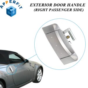 APPERFiT Exterior Door Handle Right Passenger Side for 350Z 2003 2004 2005 2006 2007 2008 2009 Replaces 80606-CD01E, 80606-CD00E