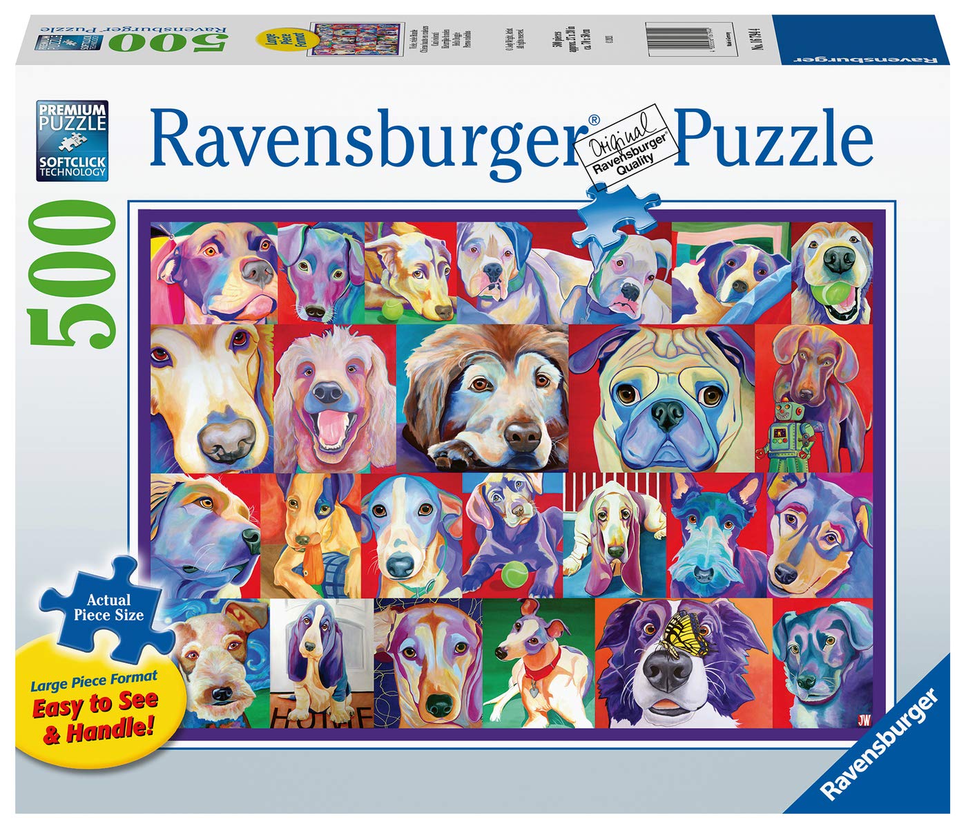 Ravensburger Hello Doggie 500 Piece Large Format Jigsaw Puzzle for Adults - 16794 - Every Piece is Unique, Softclick Technology Means Pieces Fit Together Perfectly