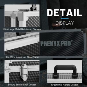 Phenyx Pro Large Size Carrying Case, Customizable Pre-Diced Foam, Aluminum Alloy Sturdy Build, Suitable for Wireless Mic System Storage & Camera Gear Transportation