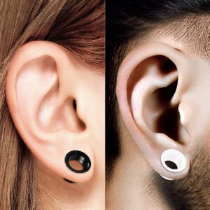 BIG GAUGES 2 Pairs Acrylic 1/2 inch Gauge 12mm Black & White Double Flared screw-fit Piercing Jewelry Ear Plugs Lobe Tunnel BG11295