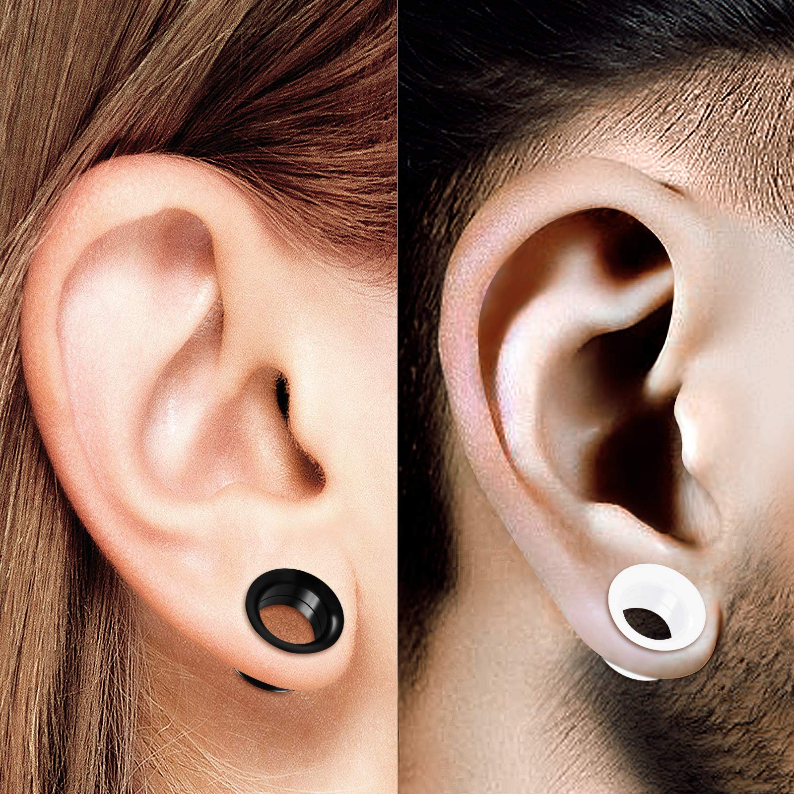 BIG GAUGES 2 Pairs Acrylic 1/2 inch Gauge 12mm Black & White Double Flared screw-fit Piercing Jewelry Ear Plugs Lobe Tunnel BG11295