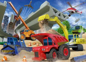 ravensburger construction trucks 60 piece jigsaw puzzle for kids - 05182 - every piece is unique, pieces fit together perfectly