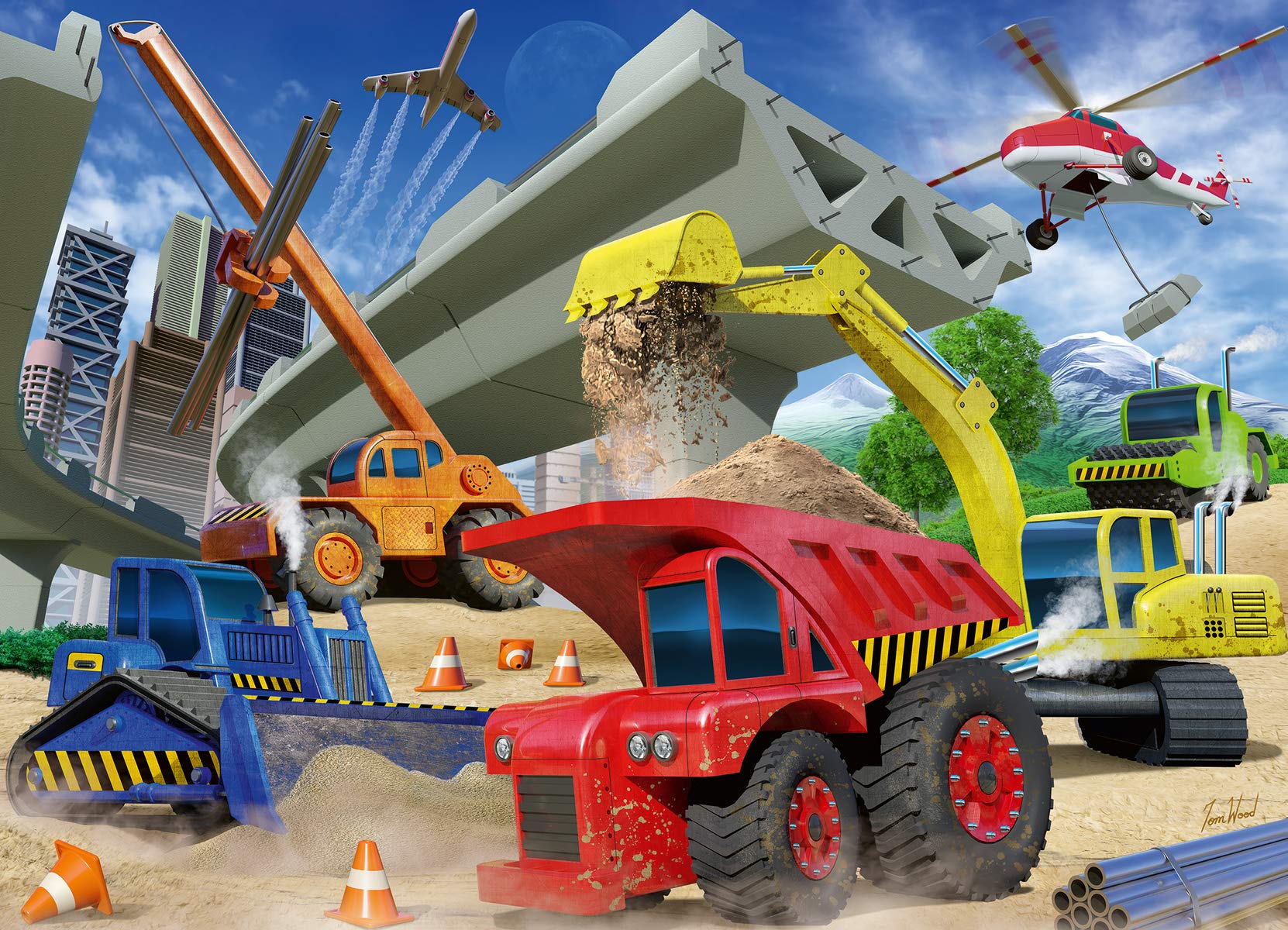 Ravensburger Construction Trucks 60 Piece Jigsaw Puzzle for Kids - 05182 - Every Piece is Unique, Pieces Fit Together Perfectly