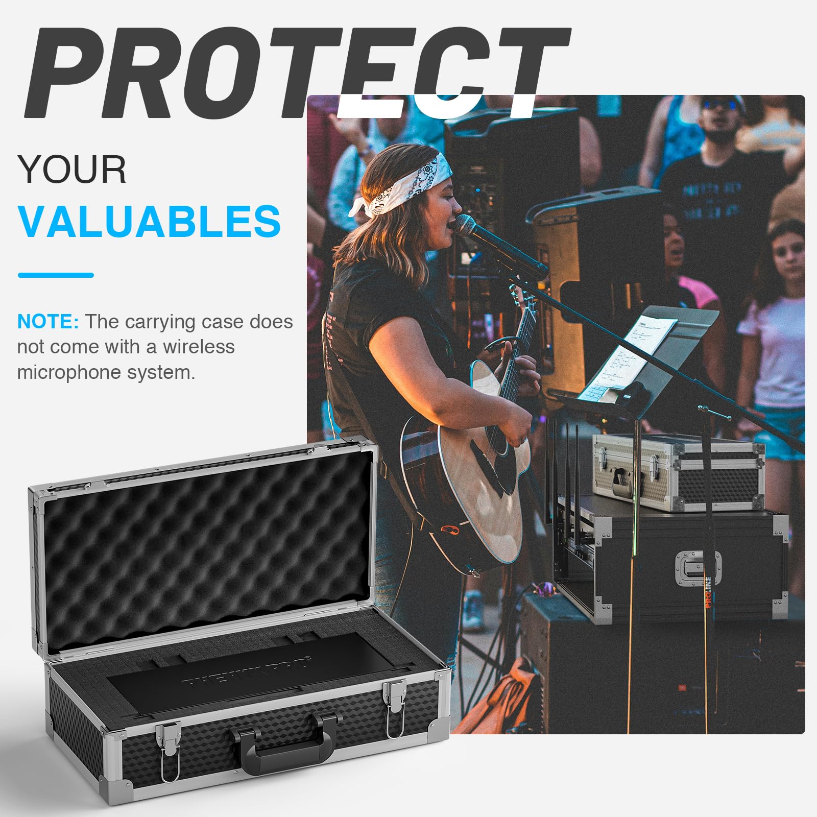 Phenyx Pro Large Size Carrying Case, Customizable Pre-Diced Foam, Aluminum Alloy Sturdy Build, Suitable for Wireless Mic System Storage & Camera Gear Transportation