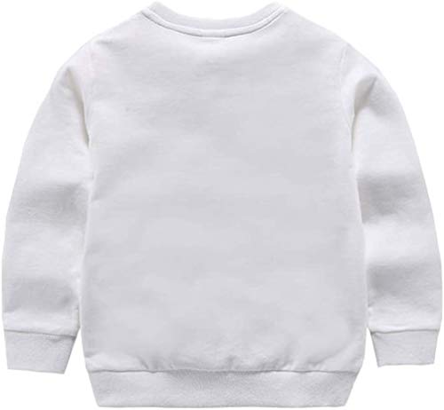 PTPUKE Unisex Kids Cotton Crewneck Long Sleeve Thin Sweatshirt 1-8Years T-Shirts White