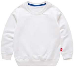 ptpuke unisex kids cotton crewneck long sleeve thin sweatshirt 1-8years t-shirts white