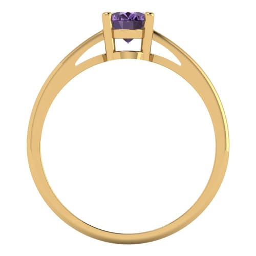 Clara Pucci 1.0 ct Oval Cut Solitaire Simulated Alexandrite Engagement Wedding Bridal Promise Anniversary Ring 18K Yellow Gold Size 9.5