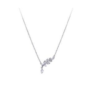 cz olive leaf pendant necklace for women girls 925 sterling silver cubic zirconia crystal leaves branch charm chain choker necklaces dainty elegant birthday wedding anniversary jewelry gift