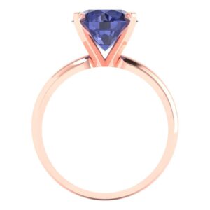 Clara Pucci 2.5 ct Round Cut Solitaire VVS1 Blue Tanzanite Wedding Bridal Designer Anniversary Engagement Ring 14k Rose Gold Size 5.5