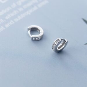 CZ Tiny Small Hoop Earring for Women 925 Sterling Silver Micro Huggie Hoops Upper Hole Ear Cuff Cartilage Hypoallergenic Fashion Mini Crystal Jewelry 4.5mm