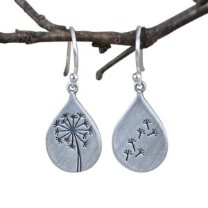 lovecom 925 sterling silver dandelion drop earrings for women water drop silver flower mountain tree heart dangle earrings jewelry birthday gifts for her lover daughter