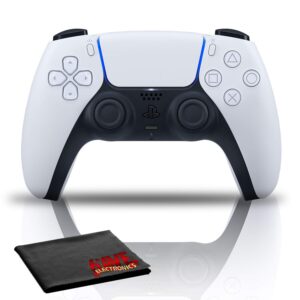 playstation 5 dualsense wireless controller (white) bundle with 6ave microfiber cleaning cloth