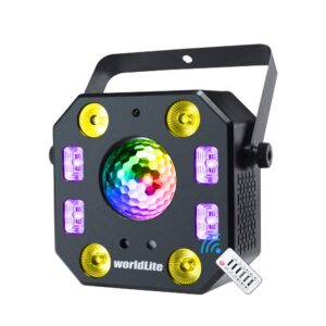 stage lights dj lights, worldlite led effect light 5 in 1 with magic ball, led par pattern lights and led strobe/uv, great for stage & dj lighting, wedding church club disco party lighting