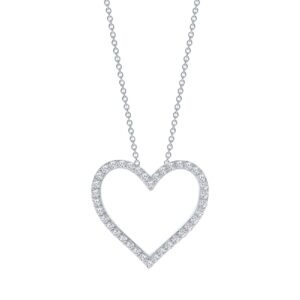 elmas 1/4ct round natural diamond 925 sterling silver diamond heart love pendant necklace for women