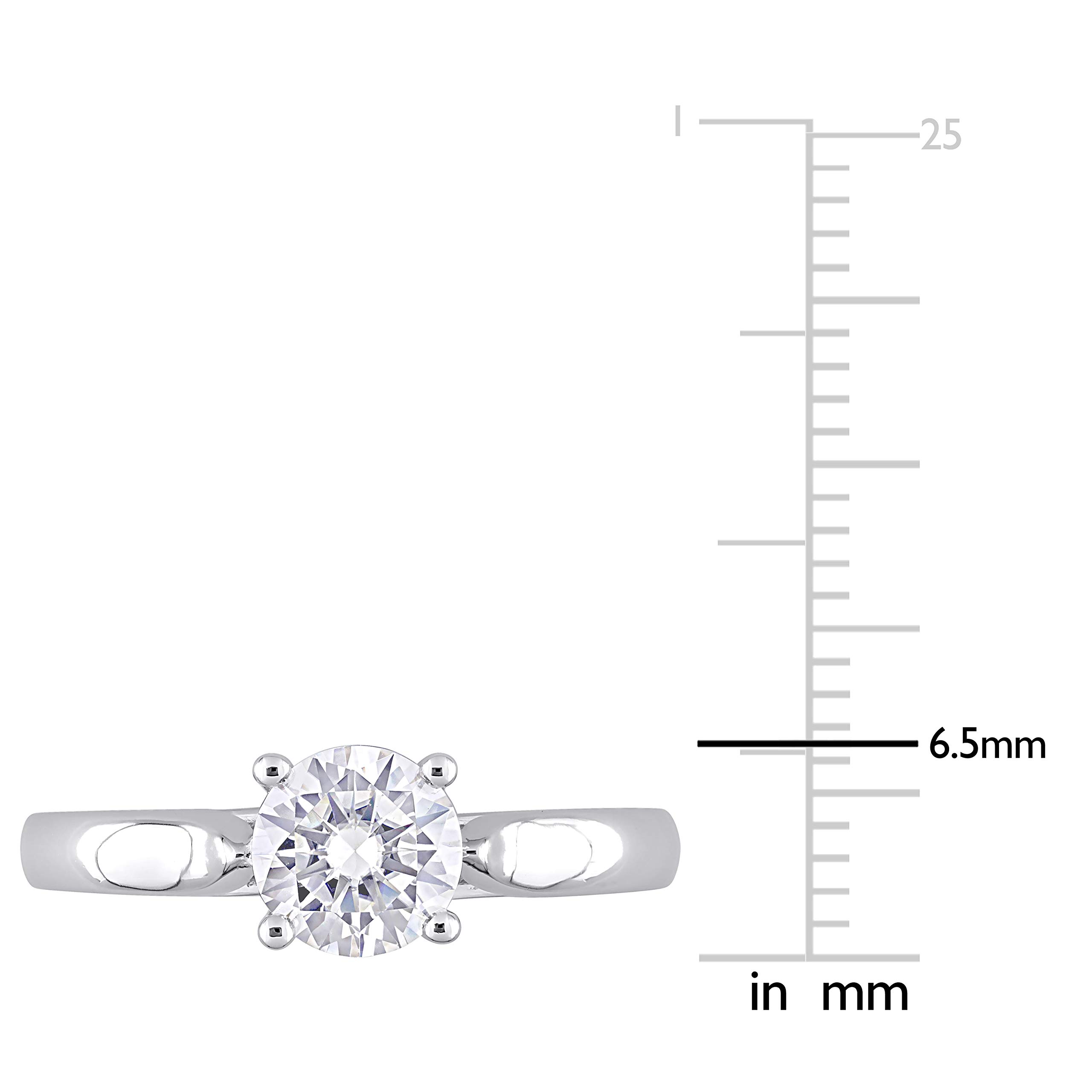 1 CT DEW Moissanite Solitaire Engagement Ring for Women - Sterling Silver Rings - Jewelry for Women - Anillo de Mujer - Perfect Engagement Gift - Round Cut Solitare - Moissanite Promise Rings (Size 8)