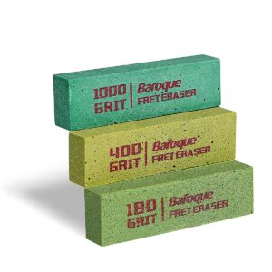 Baroque Fret Erasers for Guitar, Fret Polishing Cleaner, Frets Polish Tools Kit, Clean Fret Wire/String/Metal, Set of 3 (180& 400& 1000 Grit)