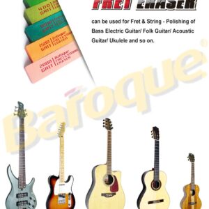 Baroque Fret Erasers for Guitar, Fret Polishing Cleaner, Frets Polish Tools Kit, Clean Fret Wire/String/Metal, Set of 5 (180& 400& 1000& 1500& 2000 Grit)