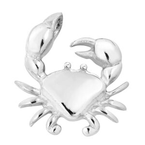 aeravida charming feisty claws crab .925 sterling silver slide pendant | adorable unisex jewelry | cancer zodiac jewelry | jewelry gift