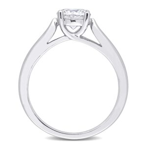 1 CT DEW Moissanite Solitaire Engagement Ring for Women - Sterling Silver Rings - Jewelry for Women - Anillo de Mujer - Perfect Engagement Gift - Round Cut Solitare - Moissanite Promise Rings (Size 8)