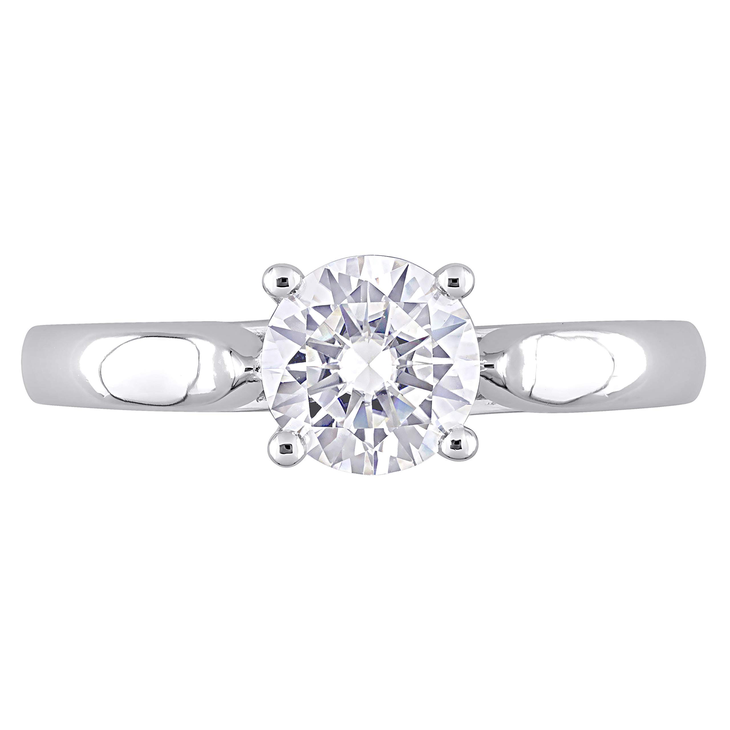 1 CT DEW Moissanite Solitaire Engagement Ring for Women - Sterling Silver Rings - Jewelry for Women - Anillo de Mujer - Perfect Engagement Gift - Round Cut Solitare - Moissanite Promise Rings (Size 8)