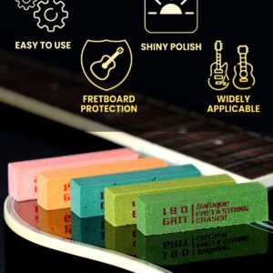 Baroque Fret Erasers for Guitar, Fret Polishing Cleaner, Frets Polish Tools Kit, Clean Fret Wire/String/Metal, Set of 5 (180& 400& 1000& 1500& 2000 Grit)