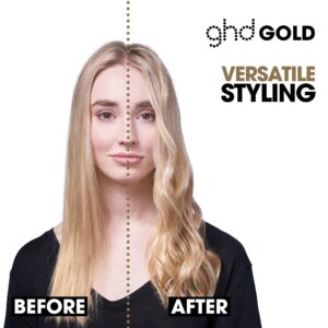 ghd Gold Styler Essentials Duo ― Gold 1" Flat Iron Hair Straightener (Black) with Bodyguard Heat Protection Hair Spray (4 fl. oz.)