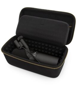 casematix studio case compatible with rode podmic, shure sm7b microphone and other large podcast mics with xlr recording accessories - includes podcasting mic bag only