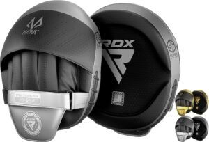 rdx boxing pads curved focus mitts, maya hide leather mark pro hook and jab training pads, mma muay thai kickboxing coaching martial arts punching hand target strike shield